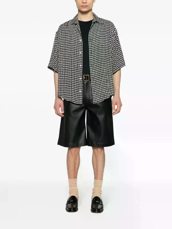 AMI Paris Gingham-check Short-sleeve Shirt - Black
