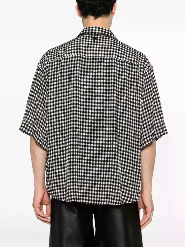 AMI Paris Gingham-check Short-sleeve Shirt - Black