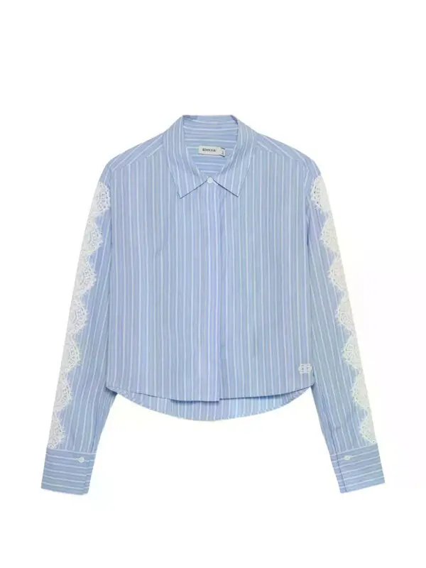 Simkhai Renata Lace-trimmed Cropped Shirt - Blue