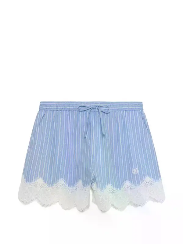 Simkhai Emmie Striped Lace-trimmed Shorts