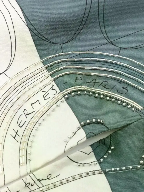 Hermès Silk Square Scarf With Beads Embellishment