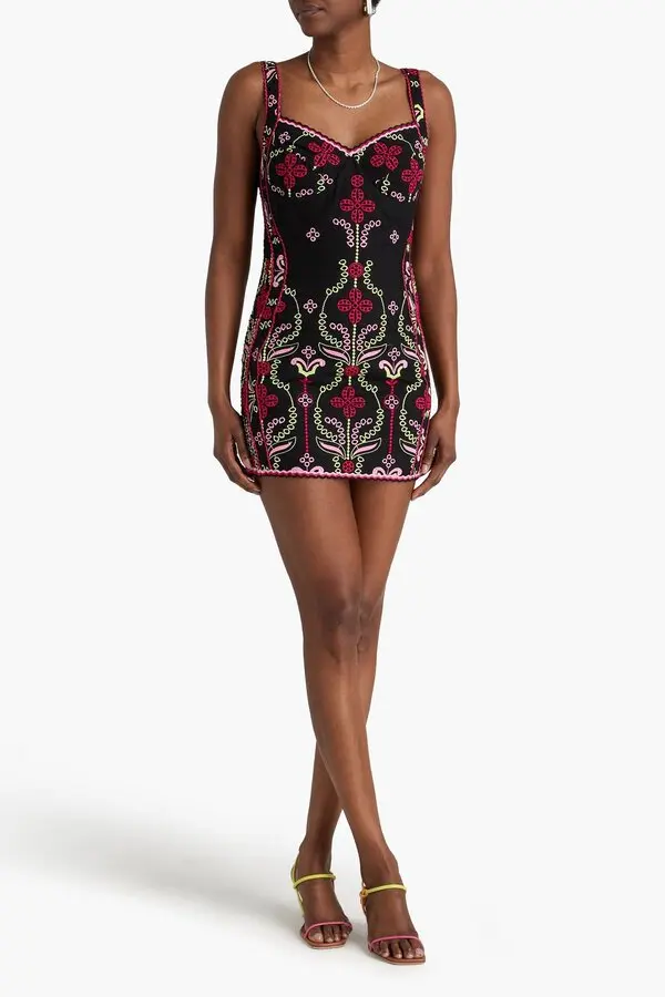 Charo Ruiz Ibiza Carole Embroidered Cotton-blend Mini Dress