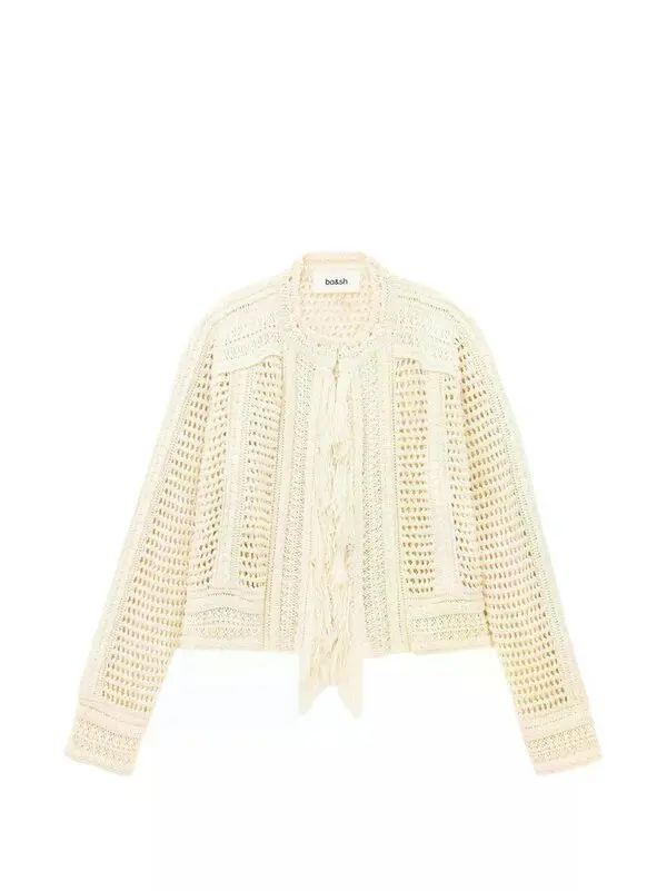 Ba&sh Bianca Open-knit Cardigan With Fringe Trim - Neutrals