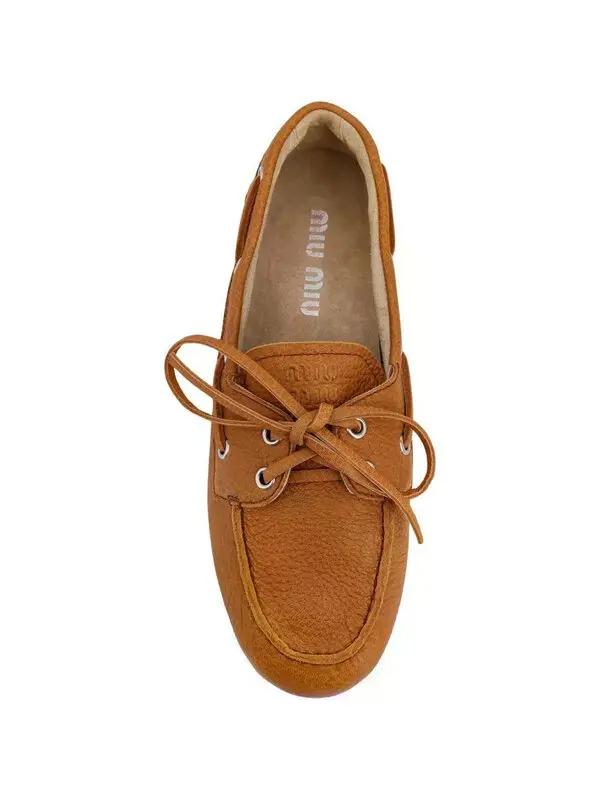 Miu Miu Leather Lace-up Loafers
