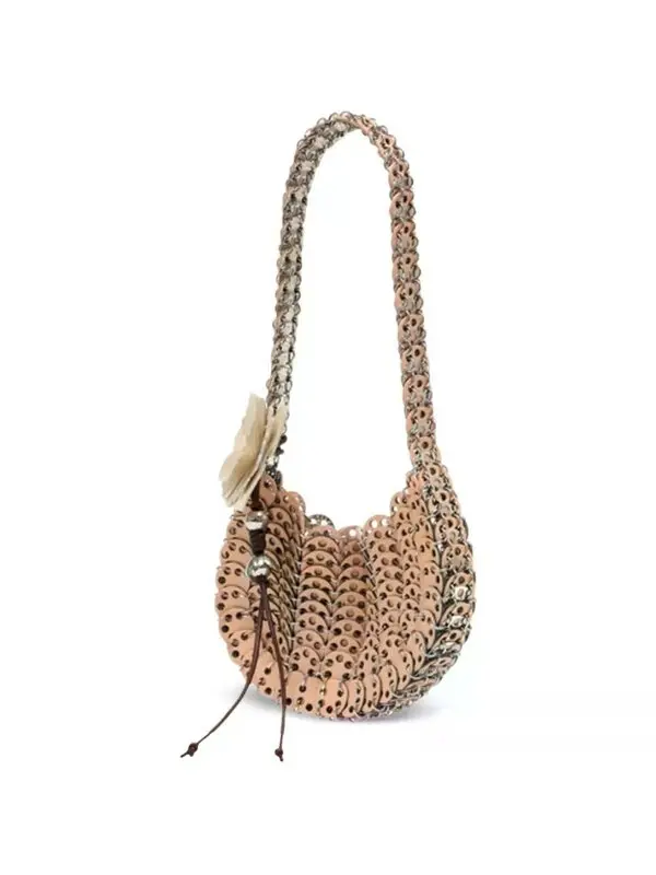 Rabanne Moon Flip Flower Embellished Shoulder Bag - Neutrals