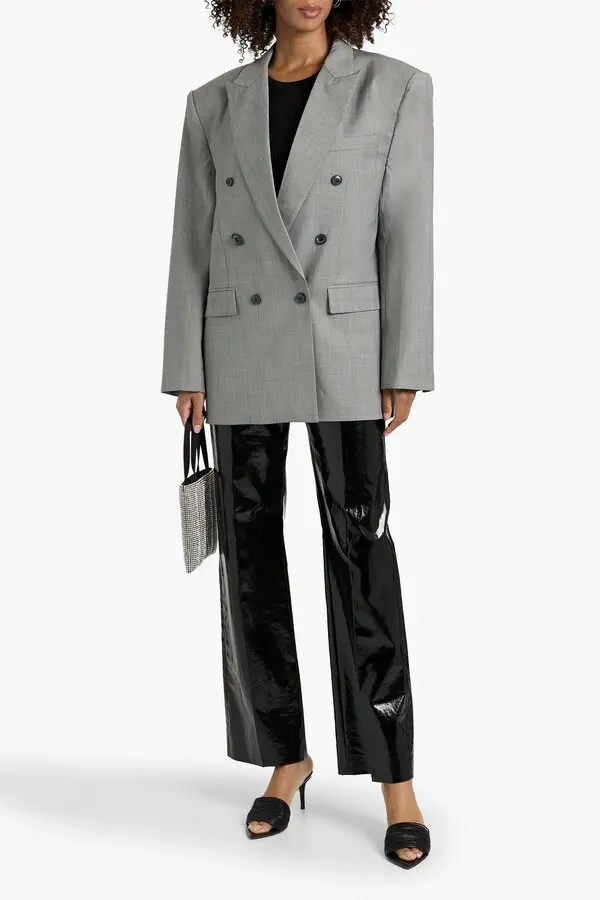 Ronny Kobo 1988 Double-breasted Wool-blend Blazer - Gray