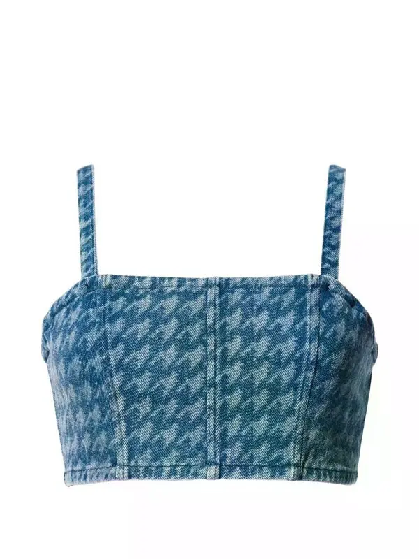Perfect Moment Houndstooth Square Neck Cropped Top