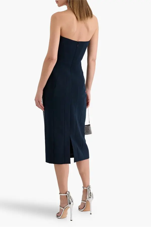 Jenny Packham Verity Strapless Crystal Embellished Crepe Midi Dress - Midnight Blue