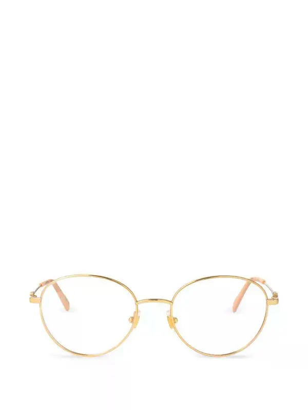 Valentino Garavani Vlogo Signature Round Frame Eyeglasses - Gold