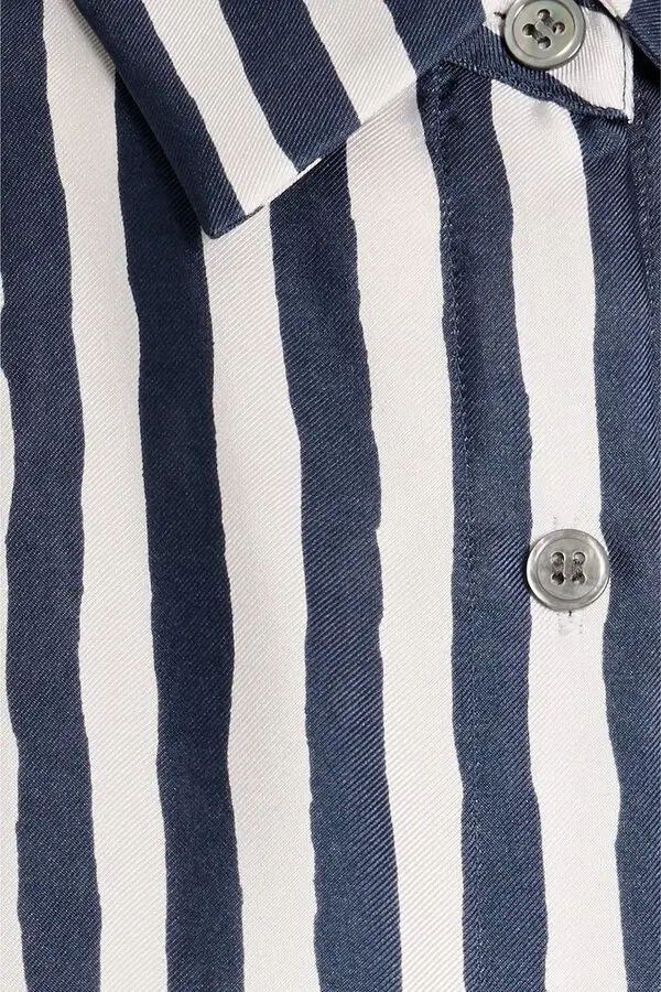 Theory Striped Silk-twill Midi Shirt Dress