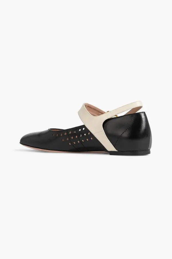 Bally Benika Perforated Glossed-leather Mary Jane Flats