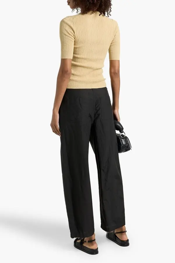 Theory Cropped Cotton-blend Straight-leg Pants