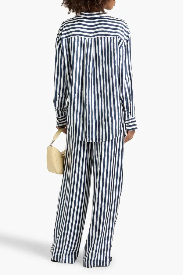 Theory Striped Silk-twill Wide-leg Pants