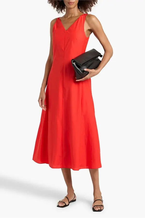 Theory Cutout Cotton-blend Poplin Midi Dress