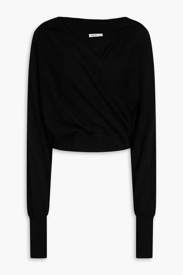 Simkhai Riley Wrapeffect Merino Wool Hooded Sweater