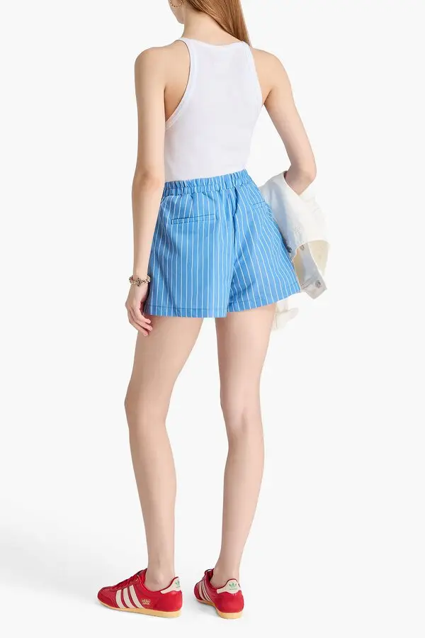 Staud Taurus Striped Twill Shorts - Azure
