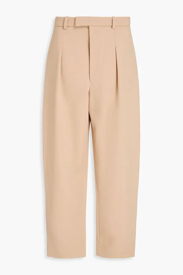 Wardrobe.NYC Hailey Bieber Pleated Wool-crepe Wide-leg Pants - Beige