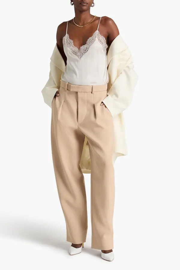Wardrobe.NYC Hailey Bieber Pleated Wool-crepe Wide-leg Pants - Beige