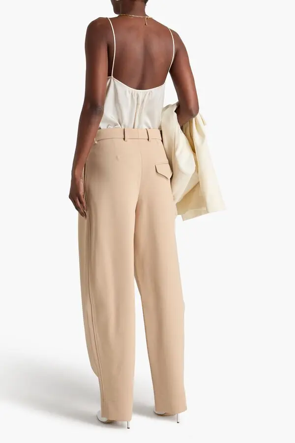Wardrobe.NYC Hailey Bieber Pleated Wool-crepe Wide-leg Pants - Beige