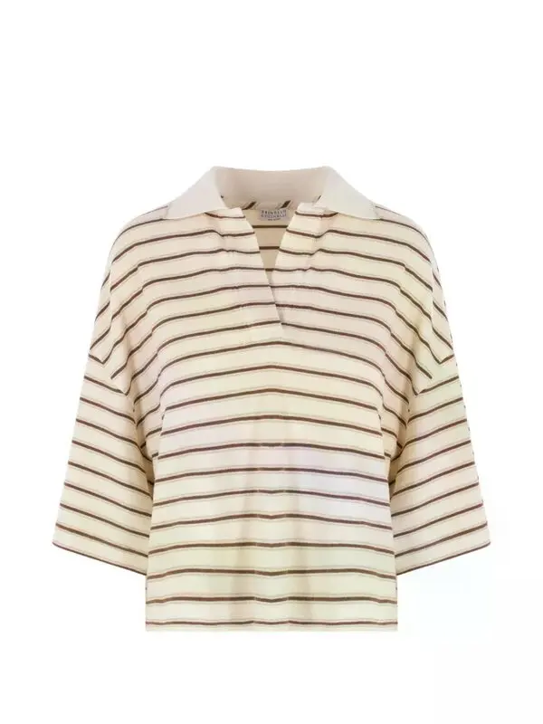 Brunello Cucinelli Striped Polo Top