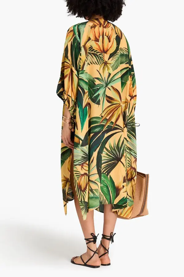 Farm Rio Printed Crepe De Chine Coverup