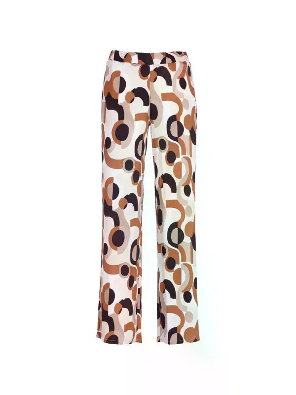 KANGRA Abstract Print Wide Leg Trousers - Neutrals