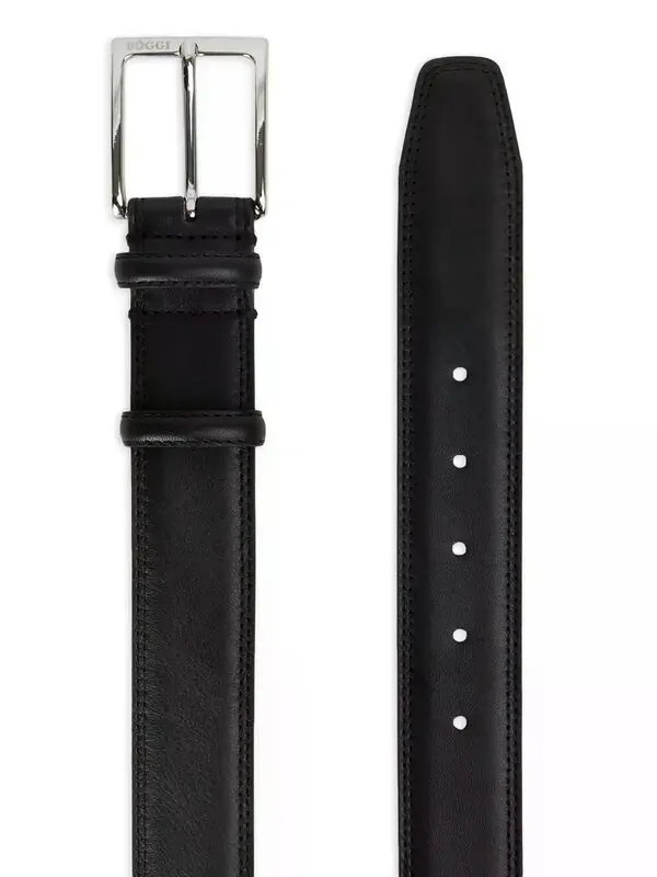 Boggi Milano Double-stitched Logo Buckle Belt