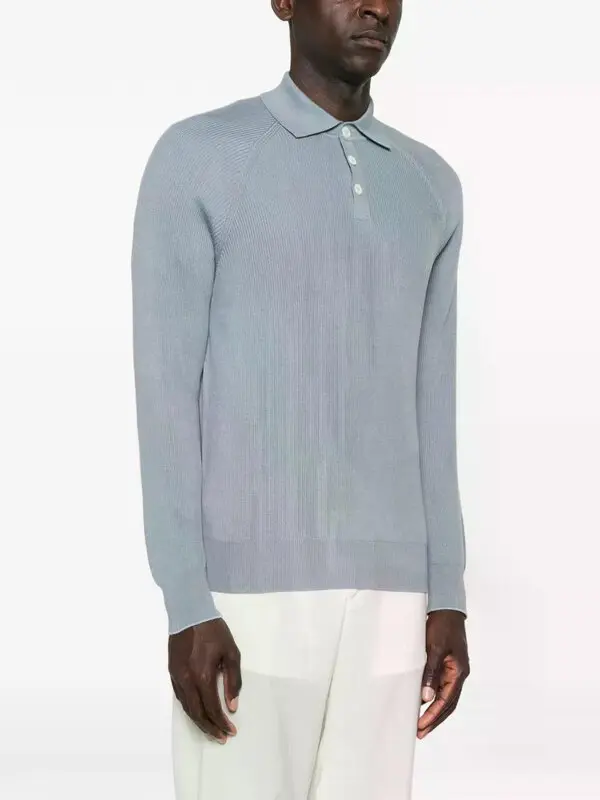 Brunello Cucinelli Ribbed Long-sleeve Polo Shirt