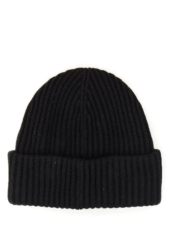 GANNI Ribbed Beanie Hat - Black