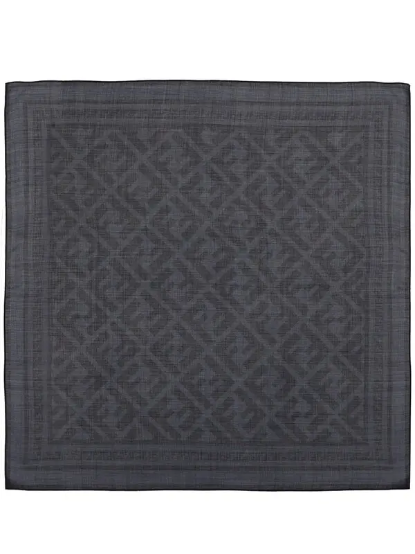 Fendi Bandana In Seta E Lana Con Motivo "ff - Blue