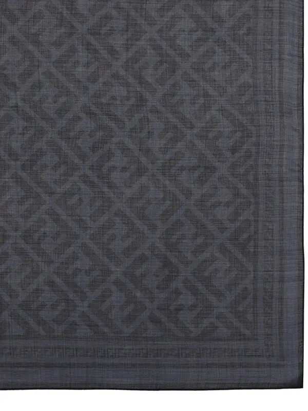 Fendi Bandana In Seta E Lana Con Motivo "ff - Blue