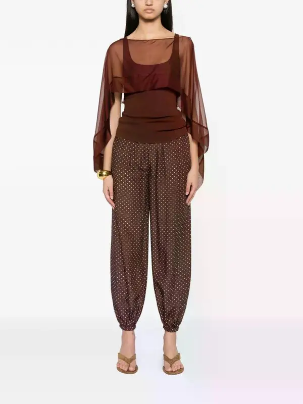 Alberta Ferretti Sheer Ruffled Cape