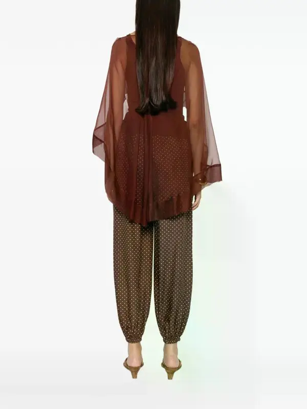 Alberta Ferretti Sheer Ruffled Cape