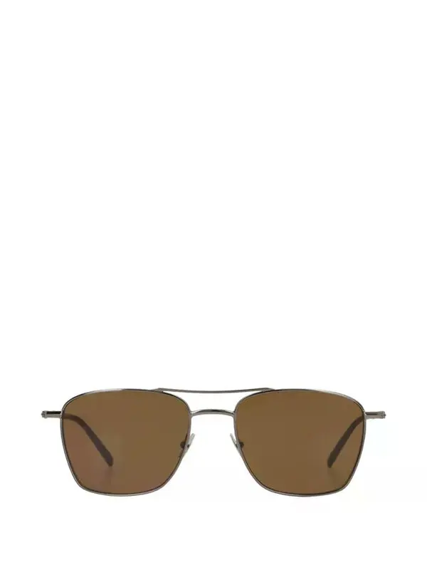 Saint Laurent Double-bridge Pilot-frame Sunglasses - Grey