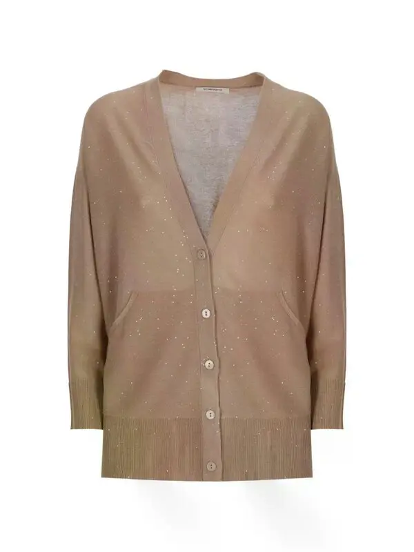 KANGRA Sequin Embellished V-neck Cardigan