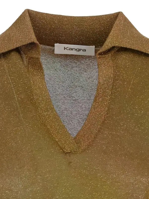 KANGRA Metallic Effect Polo-collar T-shirt - Brown
