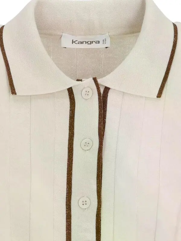 KANGRA Ribbed Knit Contrast Trim Polo Shirt