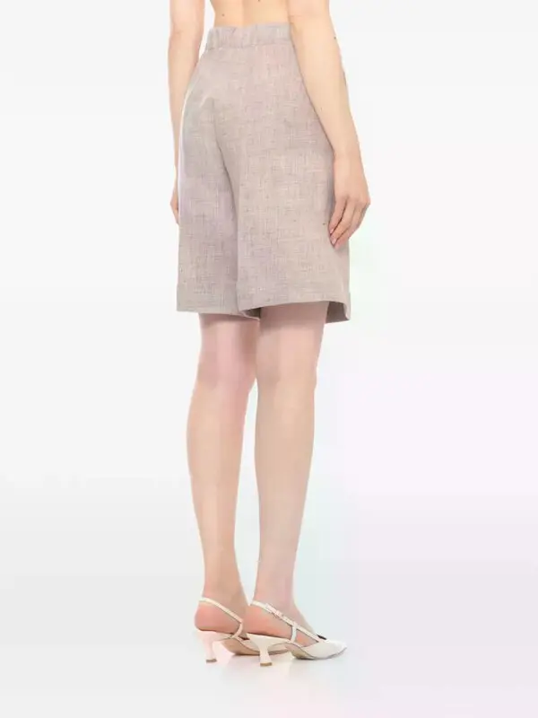 D.exterior Linen Slub Shorts With Turn-up Cuffs