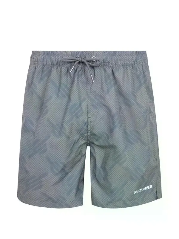 DAILY PAPER Monogram Print Swim Shorts - Grey