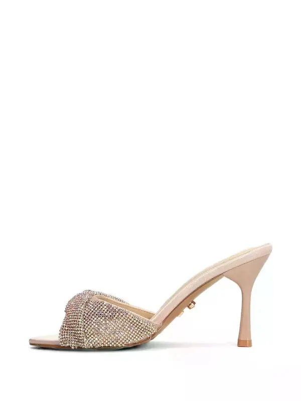 TWENTY FOURHAITCH Crystal-embellished Stiletto Mules - Neutrals