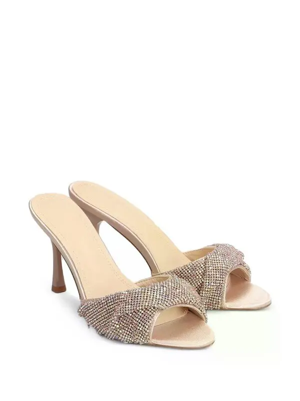 TWENTY FOURHAITCH Crystal-embellished Stiletto Mules - Neutrals