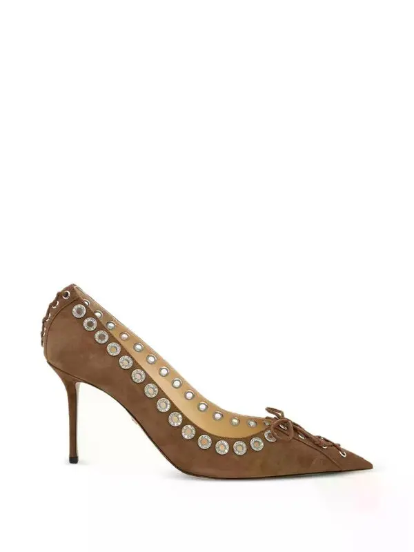 Mach & Mach Crystal-embellished Suede Lace-up Pumps