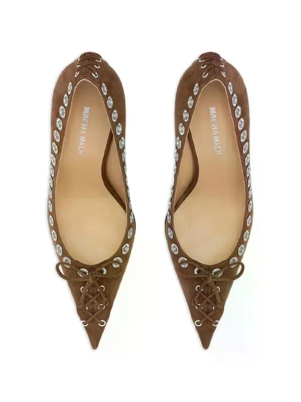Mach & Mach Crystal-embellished Suede Lace-up Pumps