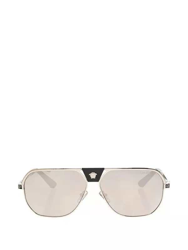 Versace Greca Detail Pilot Frame Sunglasses - Silver
