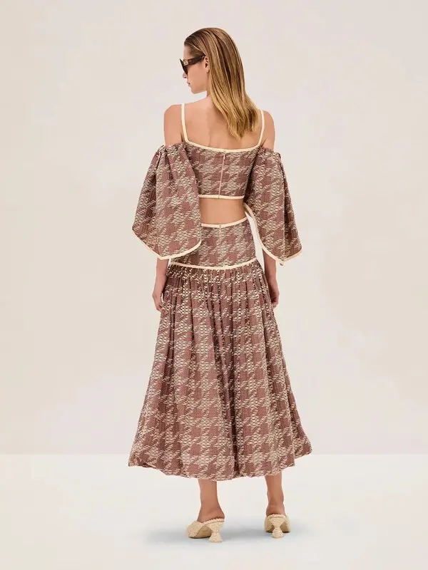 Alexis Alvar Cold-shoulder Bell Sleeve Woven Top