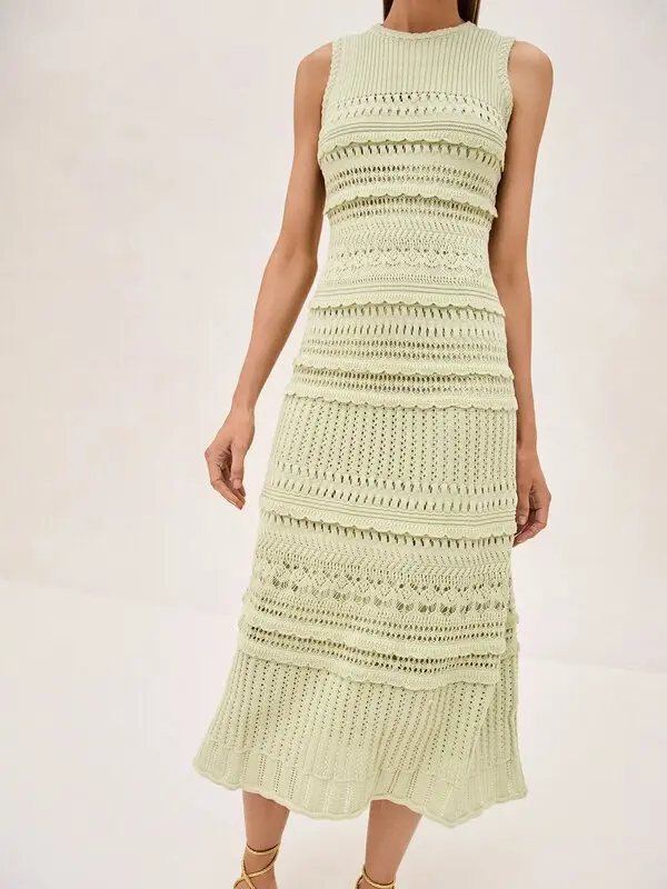 Alexis Madie Crochet Midi Dress - Mint