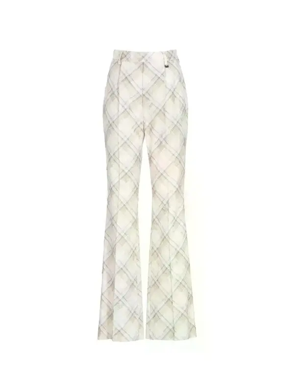 VIVIENNE WESTWOOD Beige Checkered Distressed Trousers - Neutrals