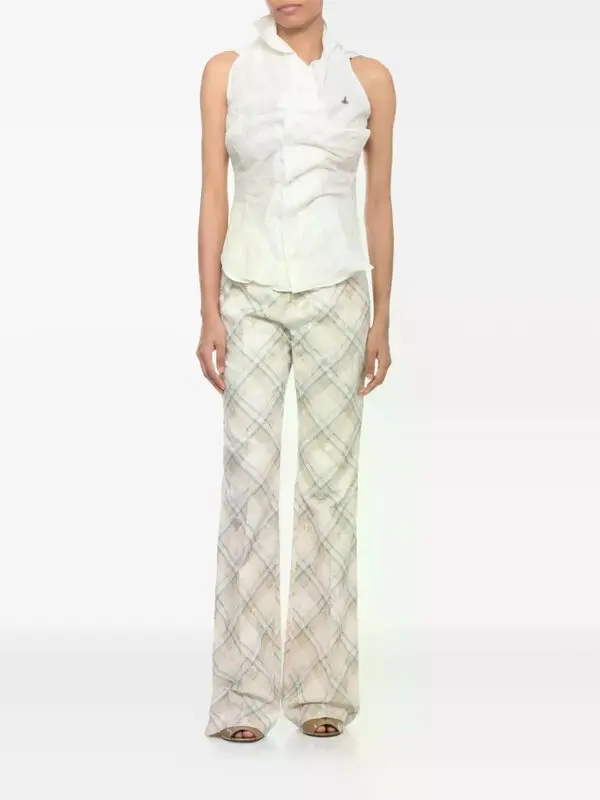 VIVIENNE WESTWOOD Beige Checkered Distressed Trousers - Neutrals