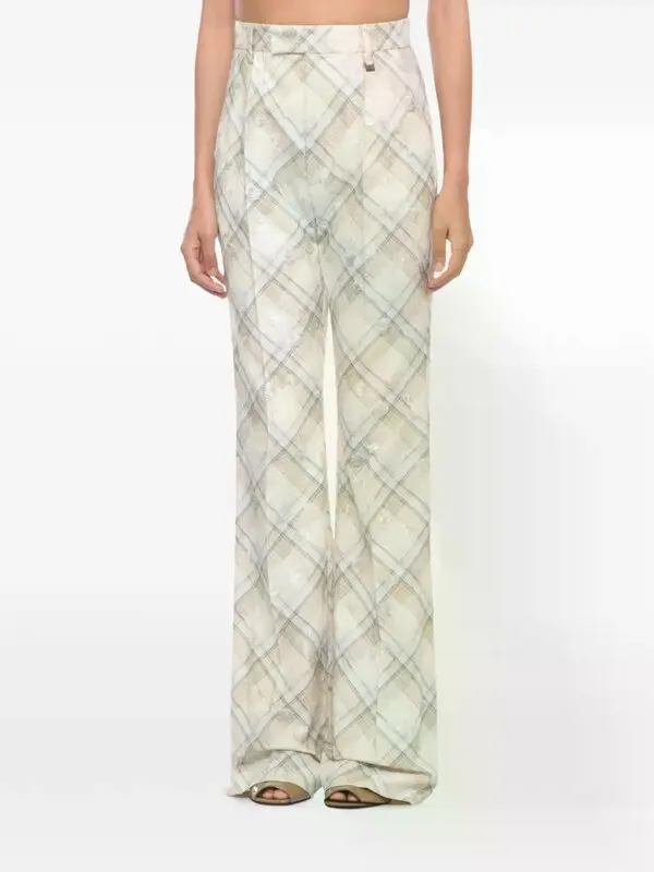 VIVIENNE WESTWOOD Beige Checkered Distressed Trousers - Neutrals