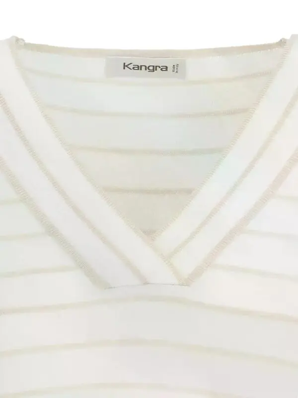 KANGRA Striped V-neck T-shirt